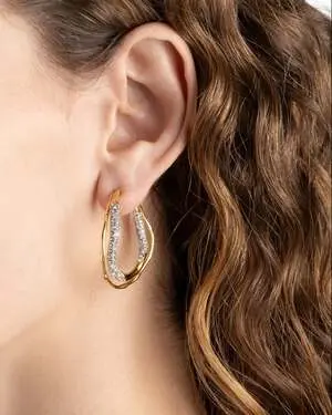 Alexis Bittar Solanales Crystal Twist Hoop Earrings - Gold