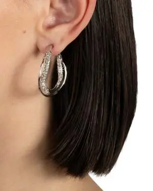 Alexis Bittar Solanales Crystal Twist Hoop Earrings - Silver