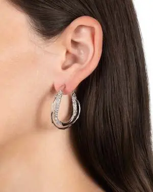 Alexis Bittar Solanales Crystal Twist Hoop Earrings - Silver