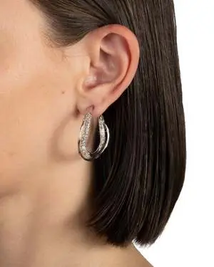Alexis Bittar Solanales Crystal Twist Hoop Earrings - Silver