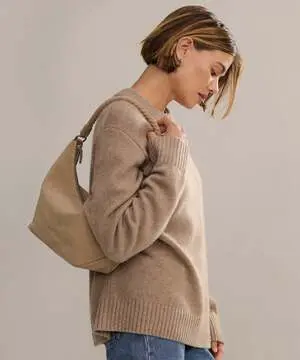 Jenni Kayne Cashmere Oversized Crewneck Top - Stone