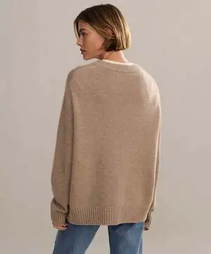 Jenni Kayne Cashmere Oversized Crewneck Top - Stone