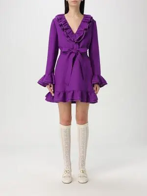 Valentino Garavani Ruffled Dress With Belt - Violet