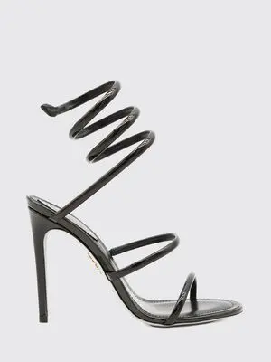 Rene Caovilla Cleo Patent Leather Spiral Stiletto Sandals - Black