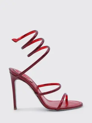Rene Caovilla Rene Caovilla Cleo Patent Leather Spiral Stiletto Sandals Red