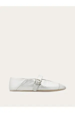 FERRAGAMO Gancini Ballet Flat - Silver