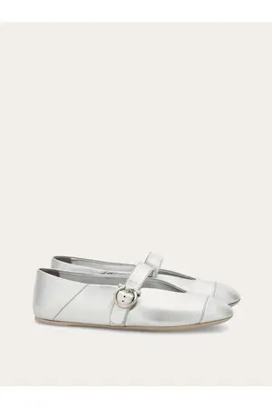 FERRAGAMO Gancini Ballet Flat - Silver