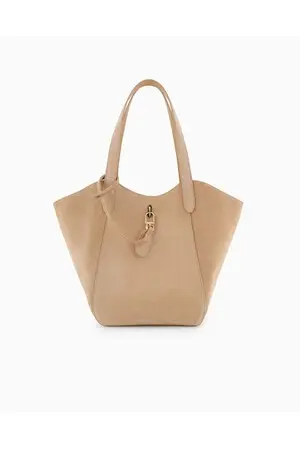 Giorgio Armani Medium Suede Handbag - Beige