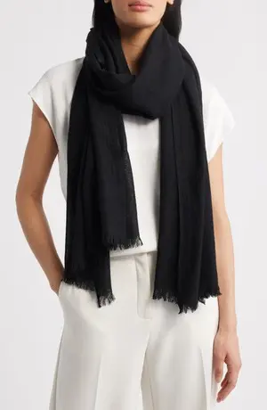 Nordstrom Textured Cashmere Scarf - Black
