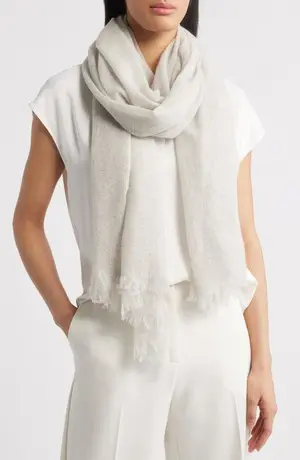 Nordstrom Textured Cashmere Scarf Light Grey