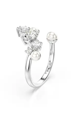 SWAROVSKI Constella Crystal & Faux Pearl Ring - White Gold