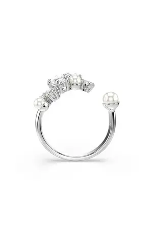 SWAROVSKI Constella Crystal & Faux Pearl Ring - White Gold