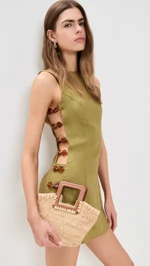 VRG GRL Tia Linen Mini Dress - Olive