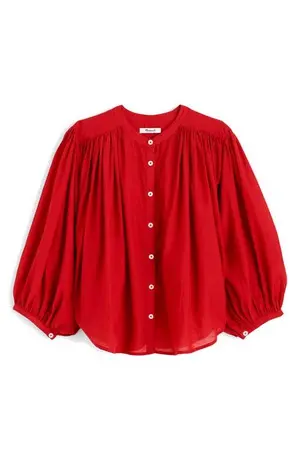 Madewell Shirred Voile Button-up Top