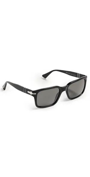 Persol Rectangular Polarized Sunglasses - Black/polar Dark Grey