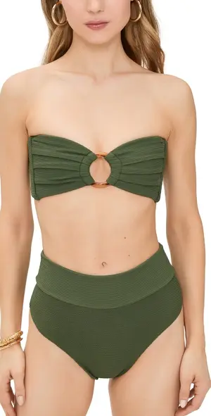 MONTCE Tori Bandeau Bikini Top - Olive Micro Scrunch