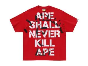 A BATHING APE Spray Print College Relaxed Fit Tee Shirt