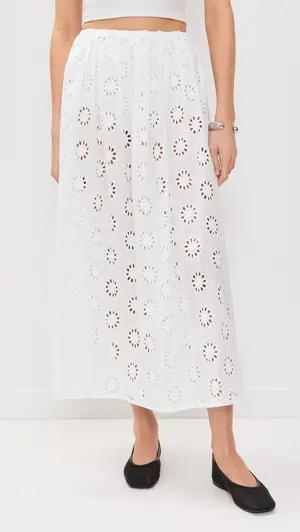 VRG GRL Maisie Floral Eyelet Midi Skirt