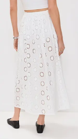 VRG GRL Maisie Floral Eyelet Midi Skirt