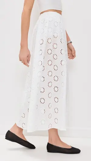 VRG GRL Maisie Floral Eyelet Midi Skirt