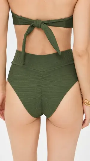 MONTCE Ac High Rise Bikini Bottom - Olive Micro Scrunch
