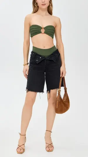 MONTCE Ac High Rise Bikini Bottom - Olive Micro Scrunch