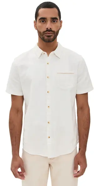 Marine Layer Classic Stretch Selvage Shirt - Natural