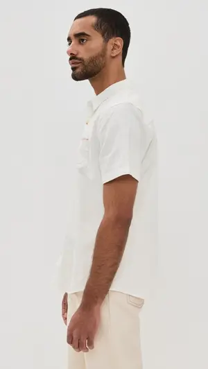 Marine Layer Classic Stretch Selvage Shirt - Natural
