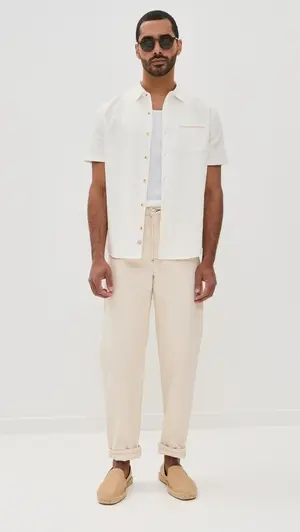 Marine Layer Classic Stretch Selvage Shirt - Natural