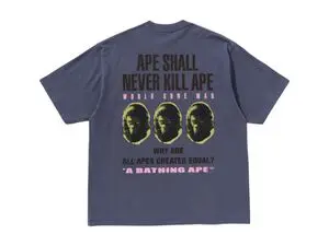 A BATHING APE Slogan Relaxed Fit Tee Shirt - Blue