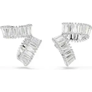 SWAROVSKI X Ariana Grande Baguette Zirconia Cuff Earrings - White/ Silver