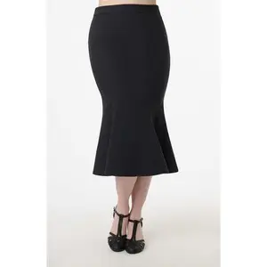 Unique Vintage Boucle Trumpet Skirt By - Black