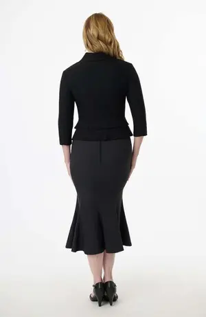 Unique Vintage Boucle Trumpet Skirt By - Black