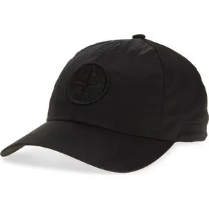 Stone Island Logo Embroidered Baseball Cap - Black