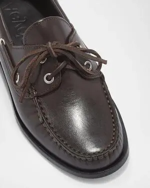AeydĒ Harris Calfskin Lace-up Loafers - Moka