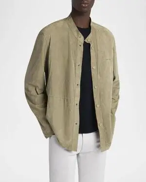Giorgio Armani Apos;s Suede Overshirt - Brown