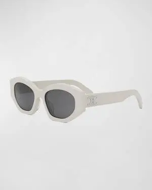 Celine Triomphe Acetate Oval Sunglasses - Ivory Smoke