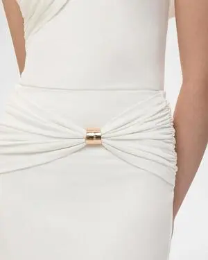 Herve Leger Valentina Drape Midi Skirt - Alabaster