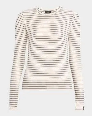 Rag & Bone Rag & Bone Luca Stripe Long-Sleeve Top - Ivorymult