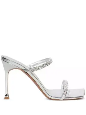 Amina Muaddi Silver Tone Mules Clogs For Women