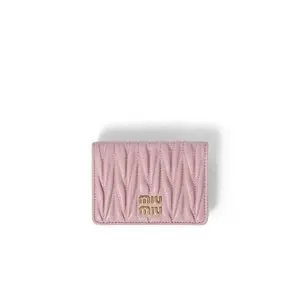 Miu Miu Matelassé Nappa Leather Card Holder - Alabaster Pink