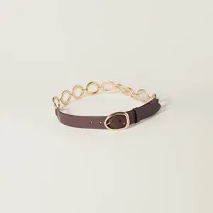 Miu Miu Leather And Metal Belt - Briarwood