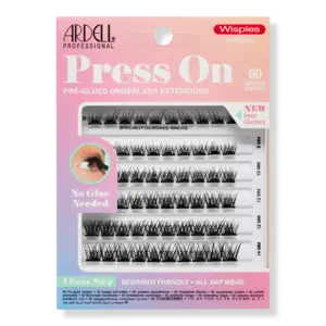 ARDELL Press On Pre-glued Underlash Extensions, Wispies Natural - One-color
