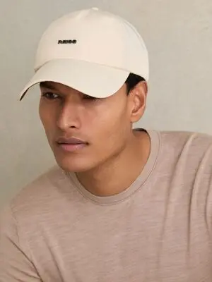 REISS Emery Baseball Cap - Ecru