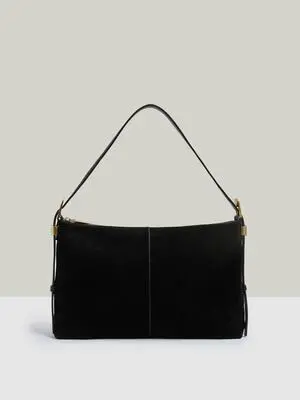 REISS Vada Suede And Leather Shoulder Bag