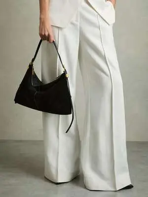 REISS Vada Suede And Leather Shoulder Bag