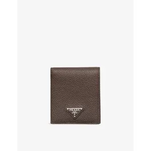 Prada Logo-plaque Leather Wallet - Grey