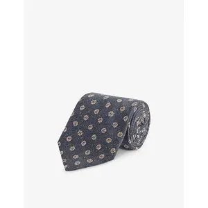 Dunhill Floral-pattern Silk Neck Tie - Fawn