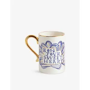 L'Objet Ruan Hoffmann Collection Sweetheart Earthenware Mug 40cl - White Blue And Gold