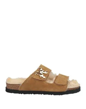 Palm Angels Suede Technical Sandals With Shearling Lining - Beige